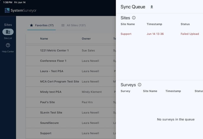 Sync Pending/Failure [Tablet App]